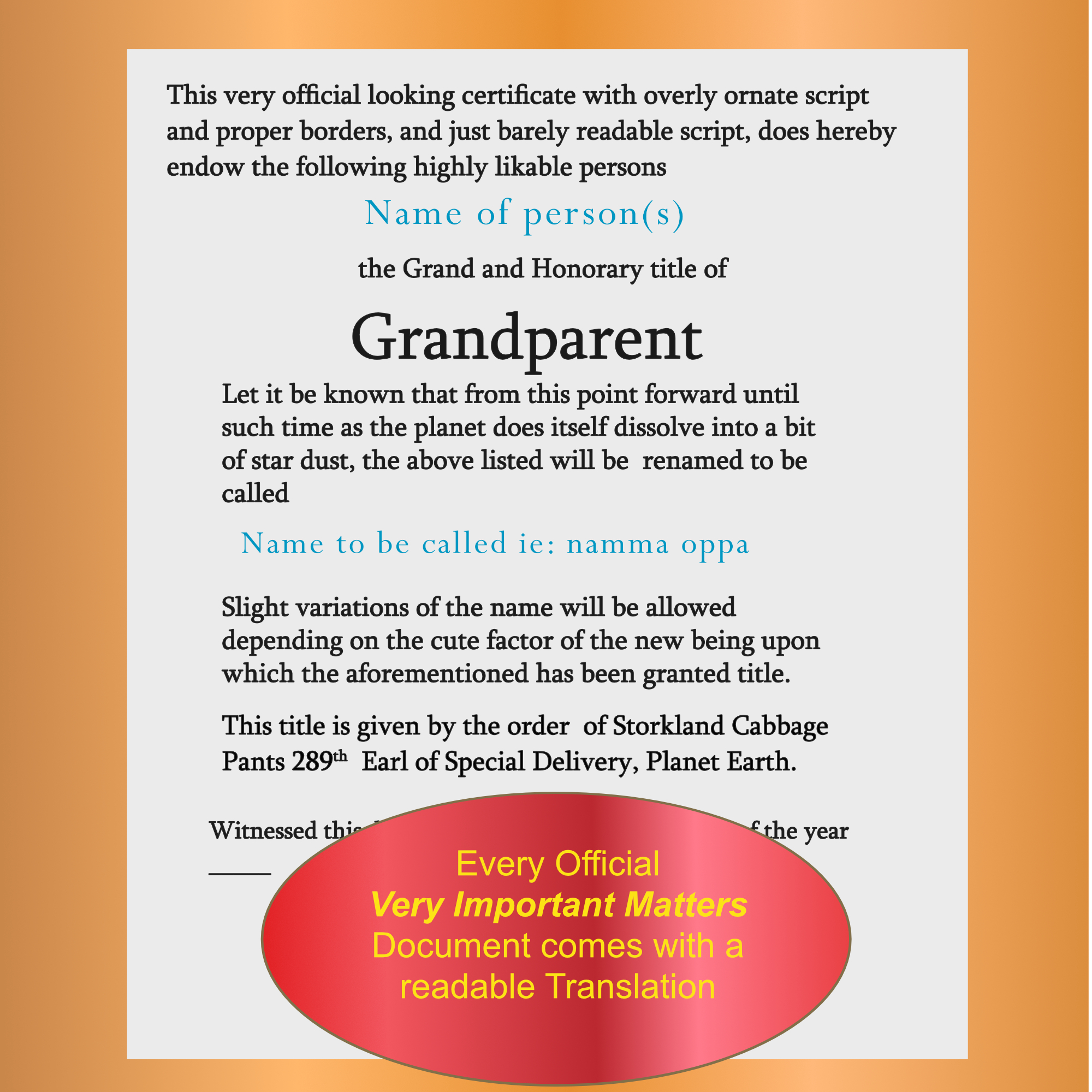 Grandparents Day Certificates Printables